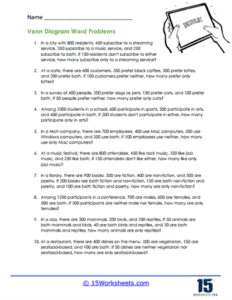 Venn Diagram Word Problems Worksheets - 15 Worksheets.com