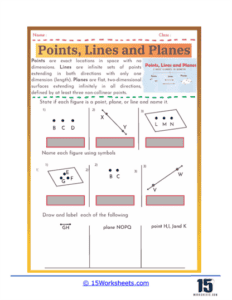 Points, Lines, and Planes Worksheets - 15 Worksheets.com