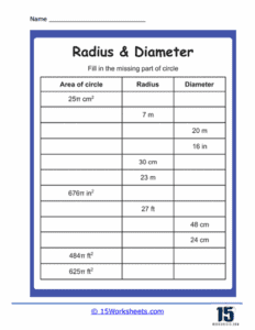 Radius and Diameter Worksheets | Circle Measures - 15 Worksheets.com