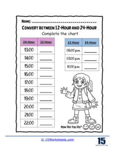 Convert Between 12-Hour and 24-Hour Worksheets - 15 Worksheets.com