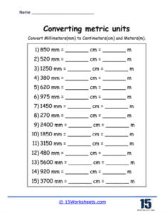 Metric System Worksheets - 15 Worksheets.com