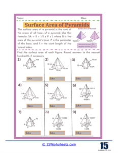 Surface Area of Pyramids Worksheets - 15 Worksheets.com