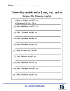 Converting Metric Unit of Length Worksheets - 15 Worksheets.com