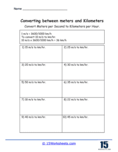 Converting Meters and Kilometers Worksheets - 15 Worksheets.com