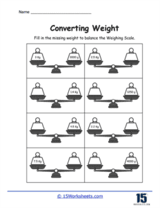 Converting Metric Units of Weight Worksheets - 15 Worksheets.com