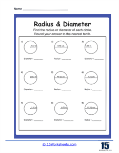 Radius and Diameter Worksheets | Circle Measures - 15 Worksheets.com