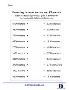 Converting Meters and Kilometers Worksheets - 15 Worksheets.com