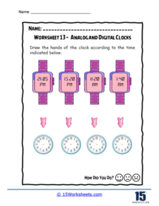 Analog and Digital Clocks Worksheets - 15 Worksheets.com