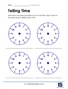 Telling Time Worksheets | Reading Clocks - 15 Worksheets.com
