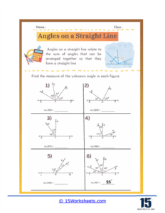 Angles on a Straight Line Worksheets - 15 Worksheets.com