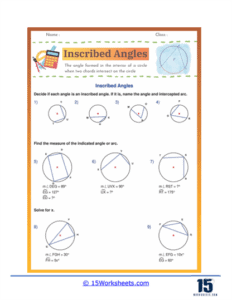 Inscribed Angles Worksheets - 15 Worksheets.com