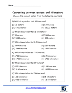 Converting Meters and Kilometers Worksheets - 15 Worksheets.com