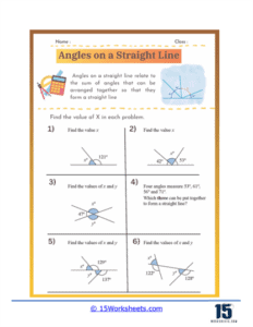 Angles on a Straight Line Worksheets - 15 Worksheets.com