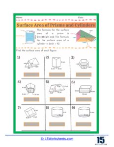 Surface Area of Prisms and Cylinders Worksheets - 15 Worksheets.com