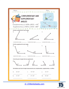 Complementary and Supplementary Angles Worksheets - 15 Worksheets.com