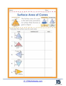 Surface Area of Cones Worksheets - 15 Worksheets.com