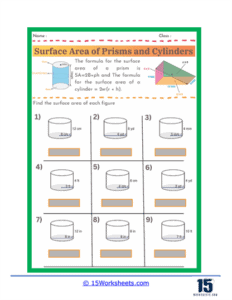 Surface Area of Prisms and Cylinders Worksheets - 15 Worksheets.com