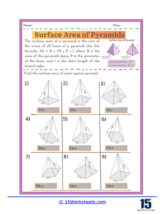 Surface Area of Pyramids Worksheets - 15 Worksheets.com