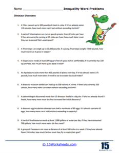 Inequality Word Problem Worksheets