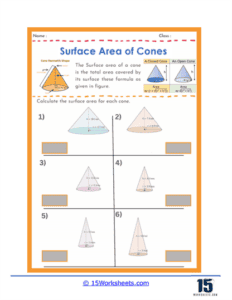 Surface Area of Cones Worksheets - 15 Worksheets.com