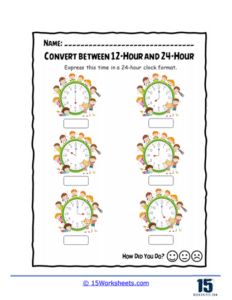 Convert Between 12-Hour and 24-Hour Worksheets - 15 Worksheets.com
