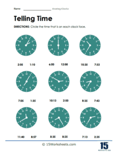 Telling Time Worksheets | Reading Clocks - 15 Worksheets.com