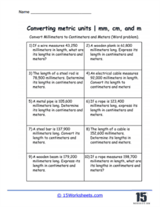 Converting Metric Unit of Length Worksheets - 15 Worksheets.com