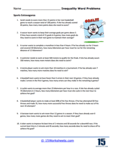 Inequality Word Problem Worksheets