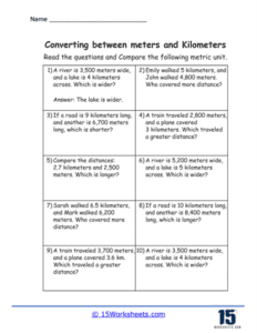 Converting Meters and Kilometers Worksheets - 15 Worksheets.com