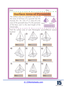 Surface Area of Pyramids Worksheets - 15 Worksheets.com