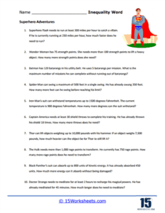 Inequality Word Problem Worksheets