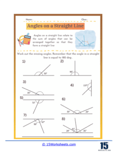 Angles on a Straight Line Worksheets - 15 Worksheets.com