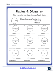 Radius and Diameter Worksheets | Circle Measures - 15 Worksheets.com