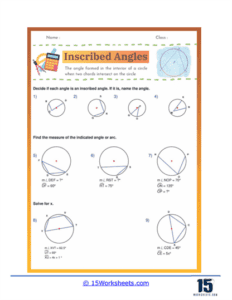 Inscribed Angles Worksheets - 15 Worksheets.com