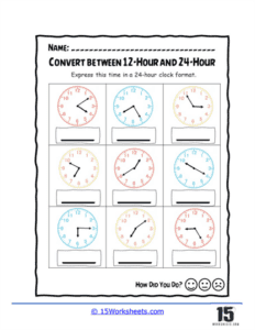 Convert Between 12-Hour and 24-Hour Worksheets - 15 Worksheets.com