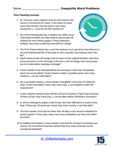 Inequality Word Problem Worksheets