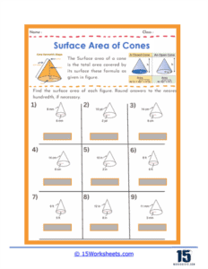 Surface Area of Cones Worksheets - 15 Worksheets.com