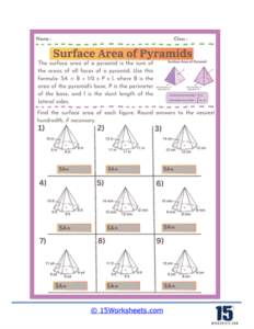 Surface Area of Pyramids Worksheets - 15 Worksheets.com