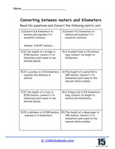 Converting Meters and Kilometers Worksheets - 15 Worksheets.com
