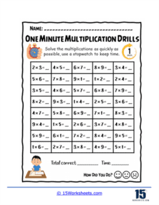 Multiplication Minute Drills Worksheets - 15 Worksheets.com