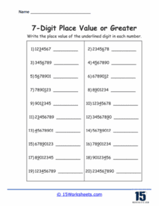 7-Digit Place Value Worksheets - 15 Worksheets.com