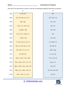 Distributive Property Worksheets - 15 Worksheets.com