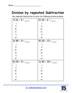 Division as Repeated Subtraction Worksheets - 15 Worksheets.com