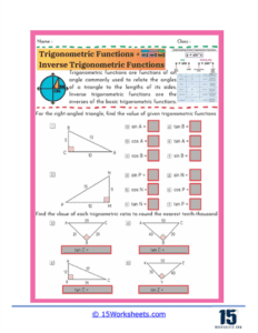 Trigonometric Functions Worksheets - 15 Worksheets.com
