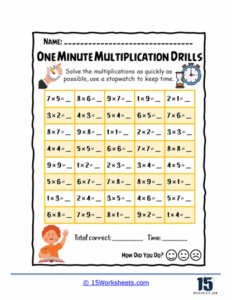 Multiplication Minute Drills Worksheets - 15 Worksheets.com