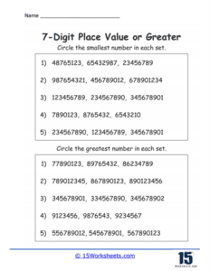 7-Digit Place Value Worksheets - 15 Worksheets.com
