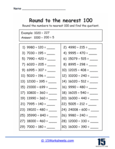 Round to the Nearest 100 Worksheets - 15 Worksheets.com