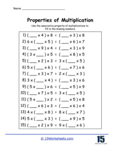 Properties of Multiplication Worksheets | Conceptual Fluency - 15 ...