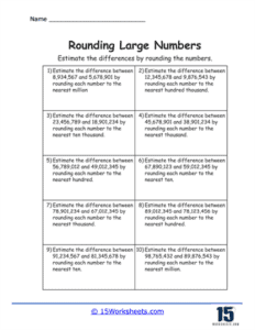 Rounding Large Numbers Worksheets | Estimate Accuracy - 15 Worksheets.com