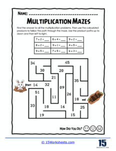 Multiplication Mazes Worksheets - 15 Worksheets.com